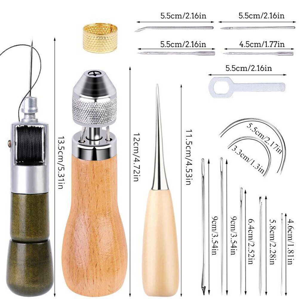 Leather Sewing Awl Thread Kit manual machine Stitcher Shoemaker Repair ...