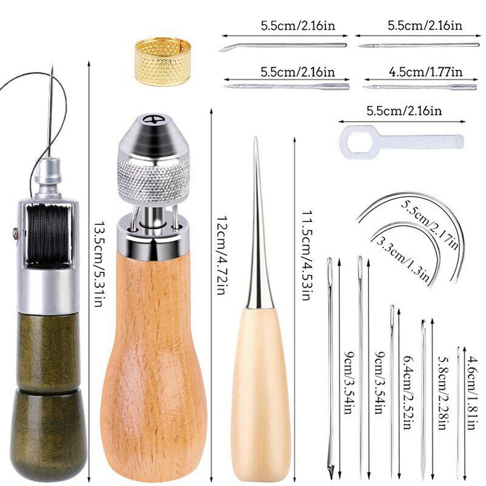 Leather Sewing Awl Thread Kit manual machine Stitcher Shoemaker Repair ...