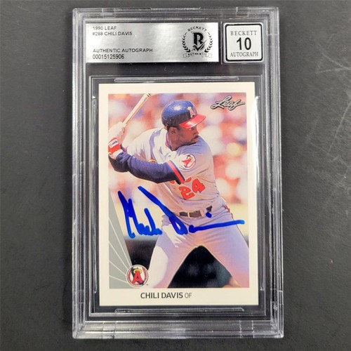 Chili Davis autograph signed 1990 Leaf #288 card Angels BAS BGS 10 auto ...
