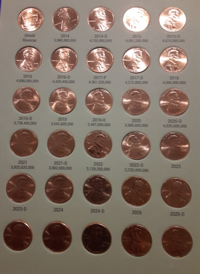 Nr Complete lincoln Wheat Penny Set 1909-2025 p d s mint Cent missing 4 ...