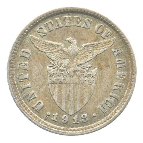 SILVER - Dime-Sized - 1918 Philippines 10 Centavos - World Silver Coin ...