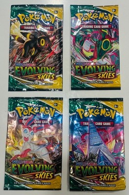 POKEMON TCG 4 x EMPTY Evolving Skies Booster Pack Wrapper Art Set EMPTY ...