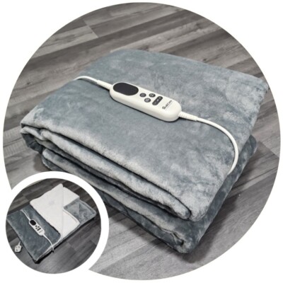 Mia&Coco Electric Throw Over Blanket Heated Flannel Sherpa Heating ...