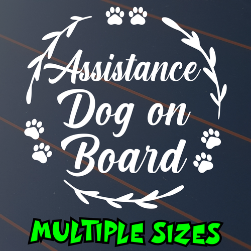 Assistance Dog On Board Sticker Decal Car Window Guide Dog Animal Paws ...