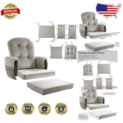 Luxurious 5-Piece Velvet Rocking Chair Cushion Set - Ergonomic & Plush ...