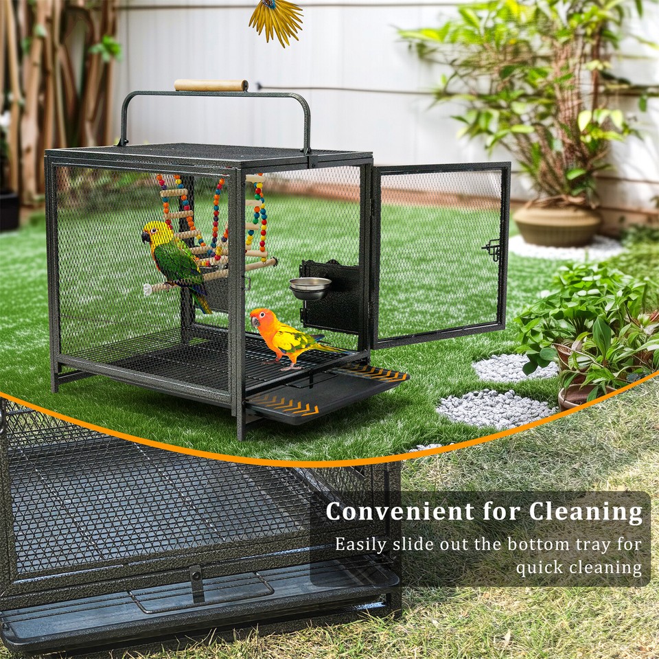 Wrought Iron Large Parrot Bird Cage fr Conure Lovebird Portable Flight ...