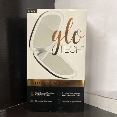GLO TECH LED COMPACT MIRROR BLACK 1X & 10X MAGNIFICATION 3 Light Color ...
