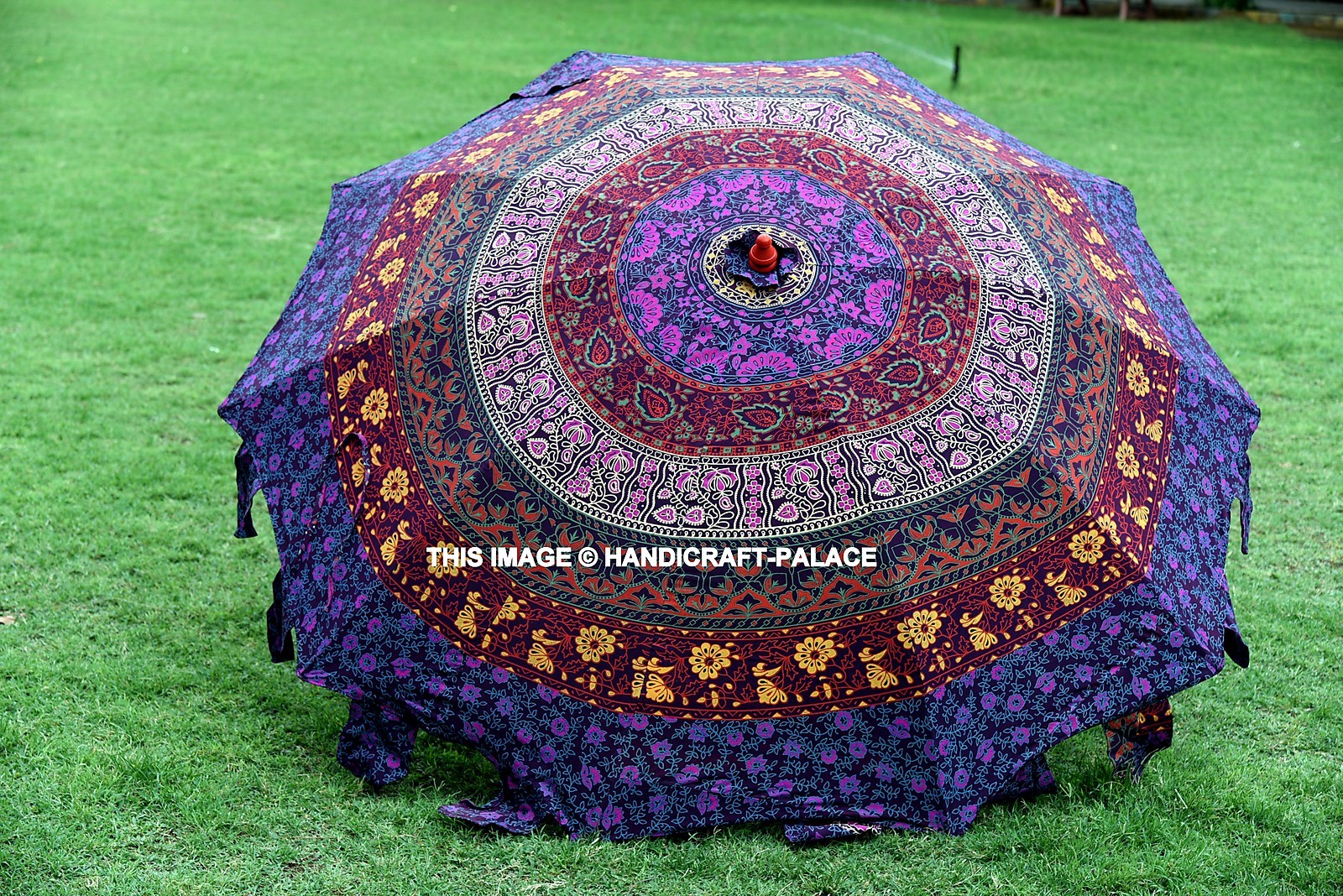 Indian Beautiful Garden Parasol Violet Mandala Cotton Sunshade Parasols ...