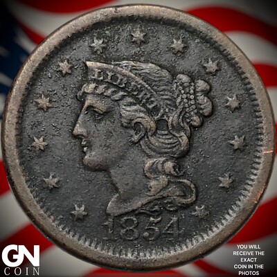 1854 Braided Hair Large Cent Y2321 | eBay