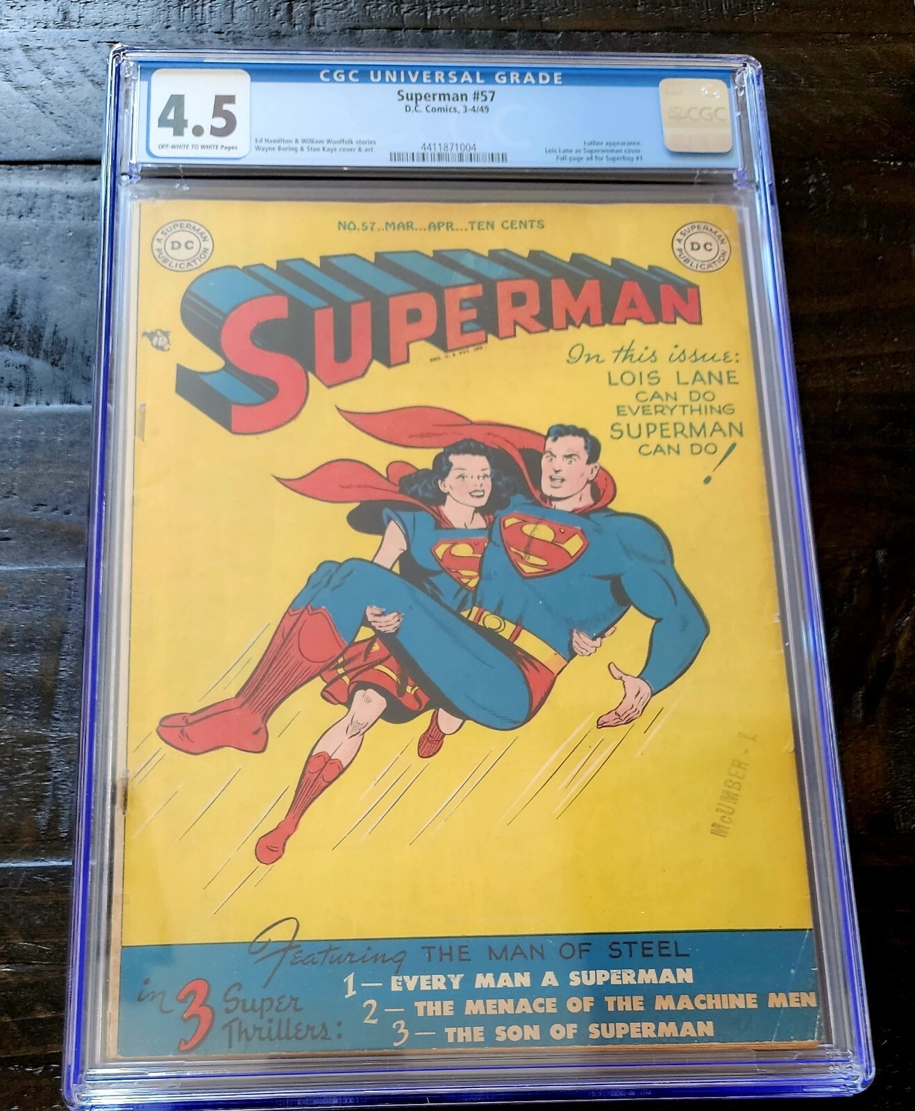 Superman #57 1949 DC Comics CGC 4.5 Lois Lane As Superwoman Superboy #1 ...