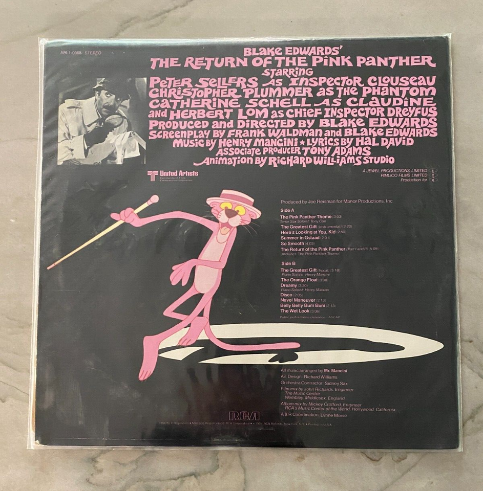 The Return Of The Pink Panther Music by Henry Mancini Vinyl LP Record ...