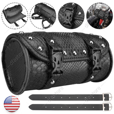 Motorcycle Front Fork Tool Bag Pouch Storage Luggage SaddleBag Leather ...