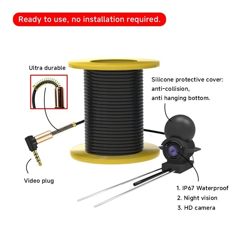 Underwater 1080P Fishing Camera 4.3" LCD Fish Finder Depth Finder Night ...