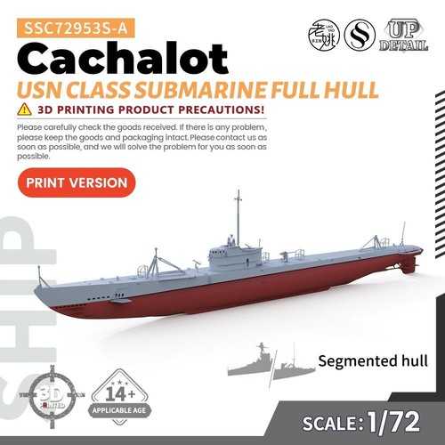 SSC72953S-A 1/72 Military Model Kit Cachalot Class Submarine Full Hull ...