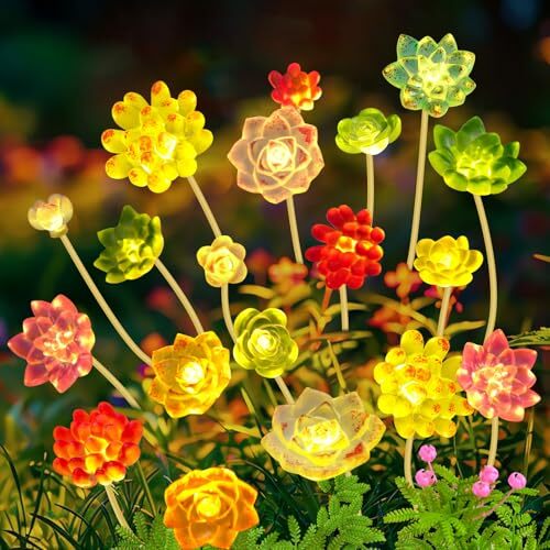 New Solar Lights Outdoor Succulent Plant Lights for Outside, Waterproof ...