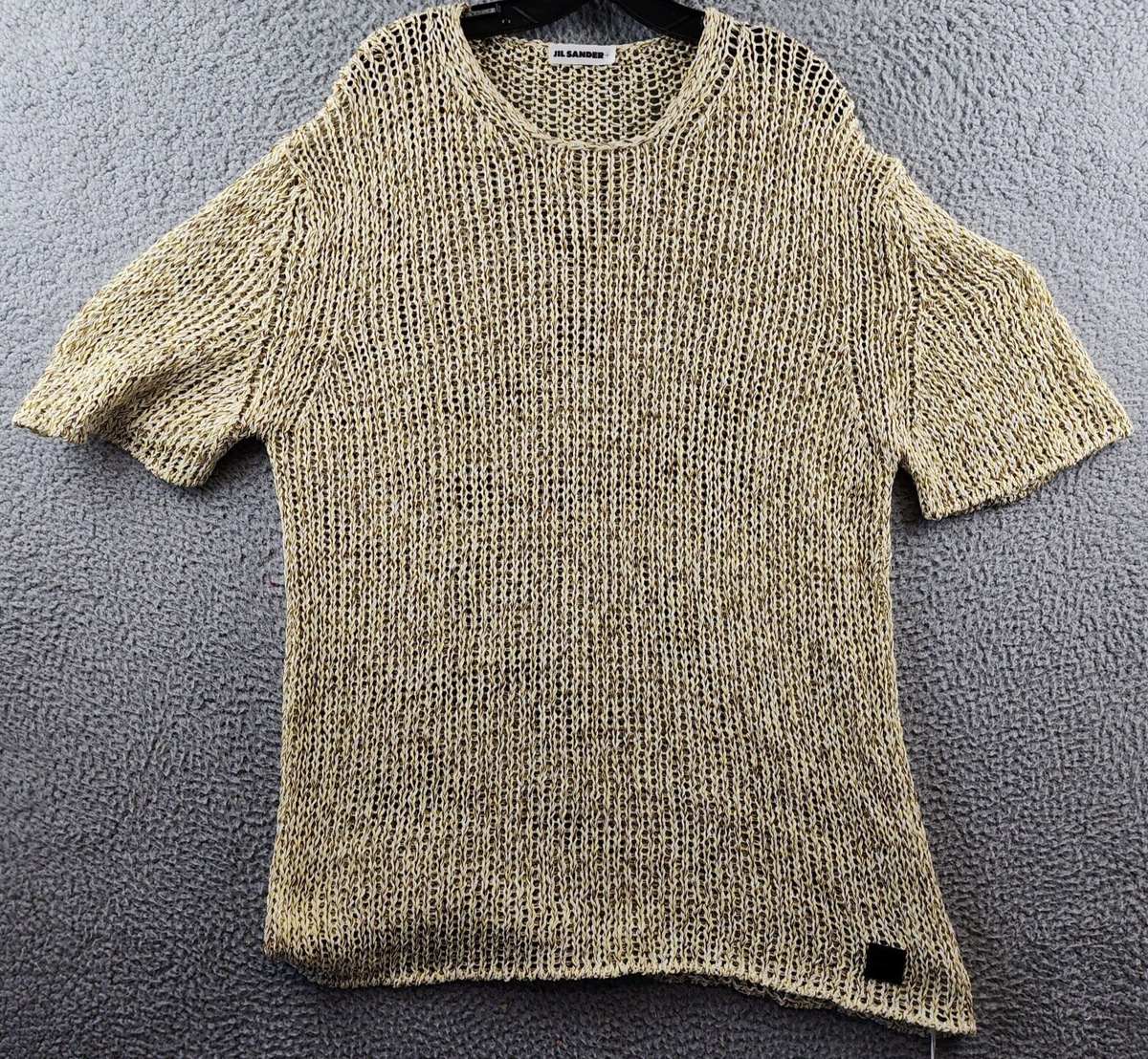 Jil Sander Open Knit T-Shirt Men's 52 Yellow Multi Sheer Jil Sander Open Knit T-Shirt Men's 52 Yellow Multi Sheer