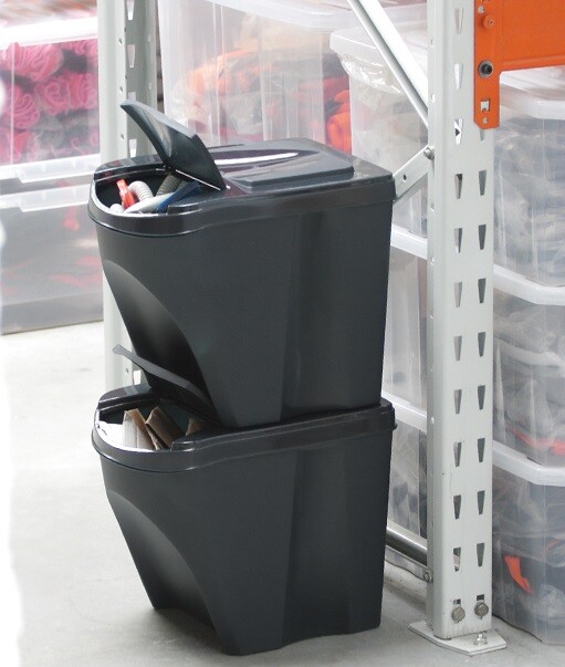 Recycling Sorting Bins with Lid Grey Black White Large Stackable | eBay UK