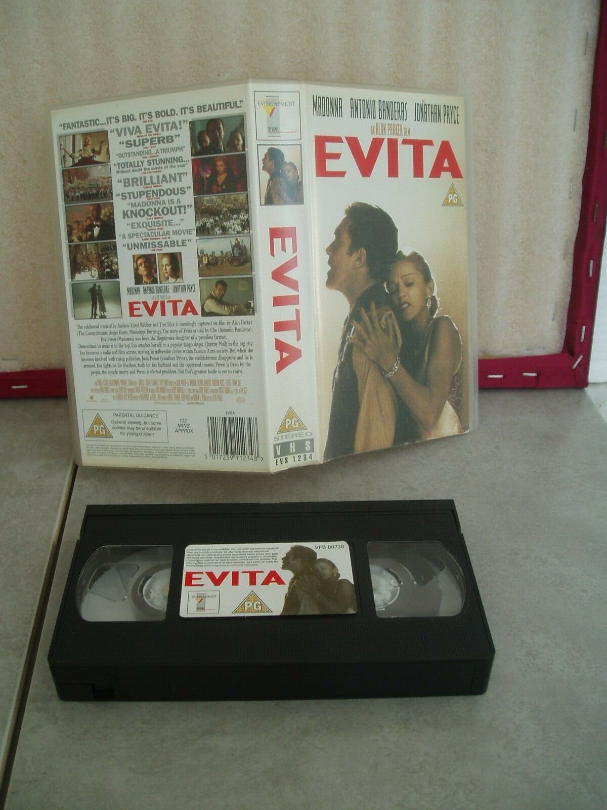 Evita. VHS, Entertainment in Video no. EVS 1234, 1997. Starring Madonna ...
