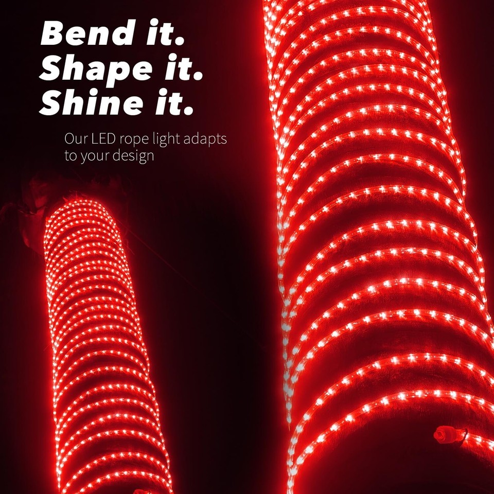 10' 20' 25' 50' 100' 150ft Outdoor LED Rope Light Water-Resistant ...