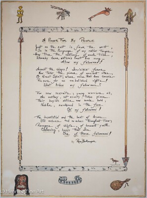 Fine Seneca Native American Hand Written Poem and Watercolor by Reva ...