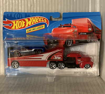 Hot Wheels HW Transport Red ROCK 'N RACE Super Rigs Semi Truck with Car ...
