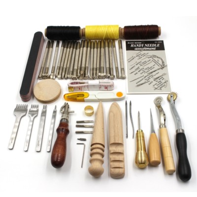 59pcs Leather Craft Tools Kit Set Stitching Carving Working Sewing ...