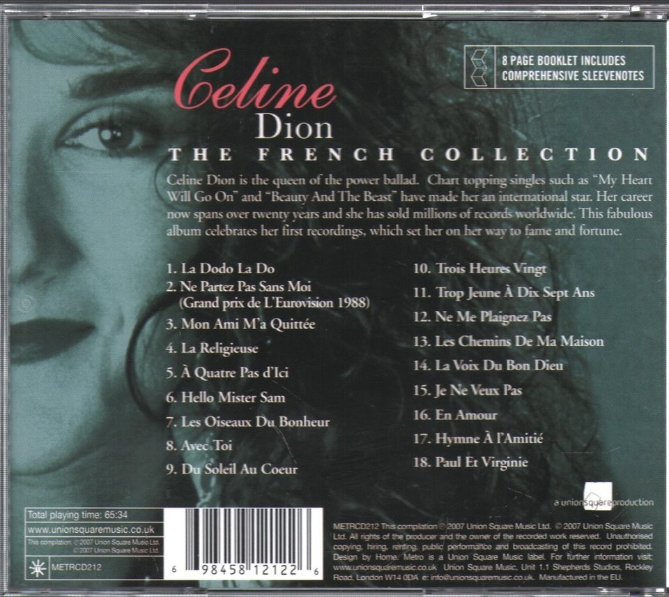 Céline Dion French Collection CD UK Metro 2007 METRCD212 698458121226| eBay