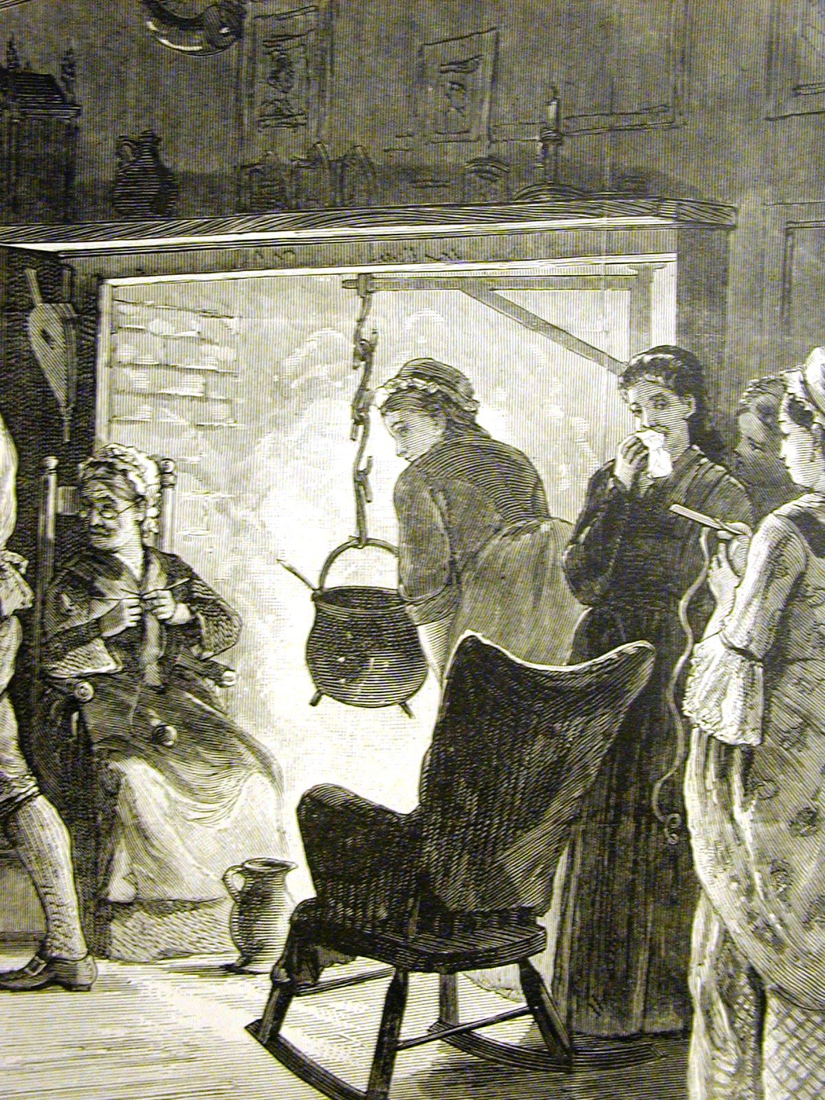 Lewis OLD TIME CHRISTMAS CANDY PULL TAFFY PIPE 1879 Antique Engraving ...