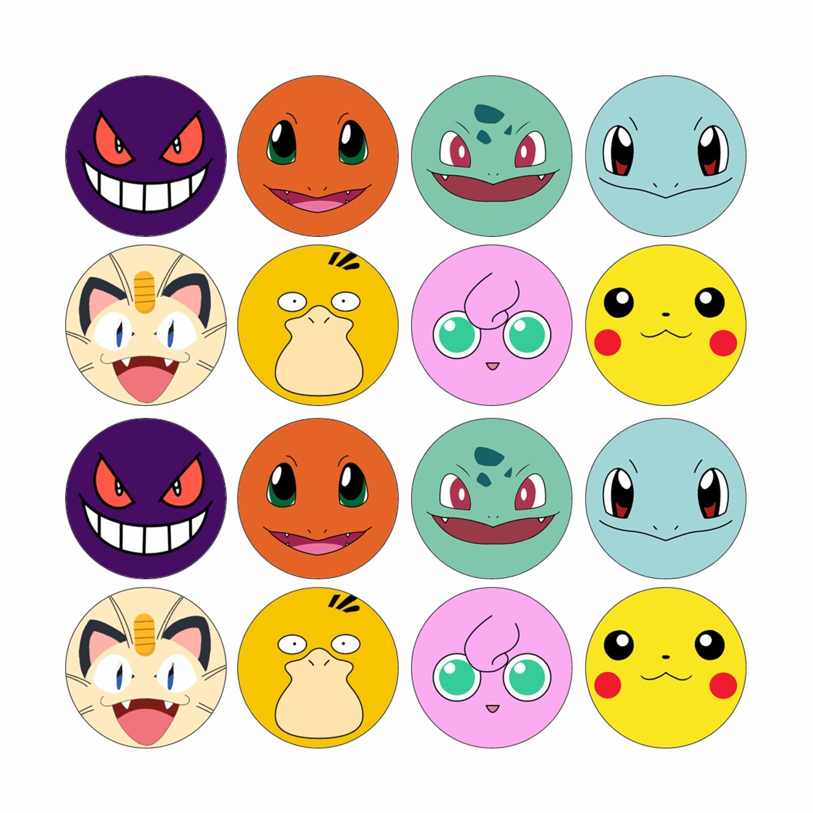 24x EDIBLE Pokemon Faces Birthday Wafer Paper 4cm (uncut) | eBay.de