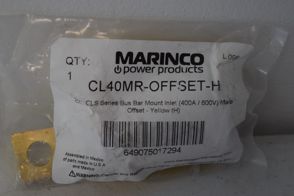 Marinco CL40MR-OFFSET-H Bus Bar Mount Inlet 400 A/600V Male Offset ...
