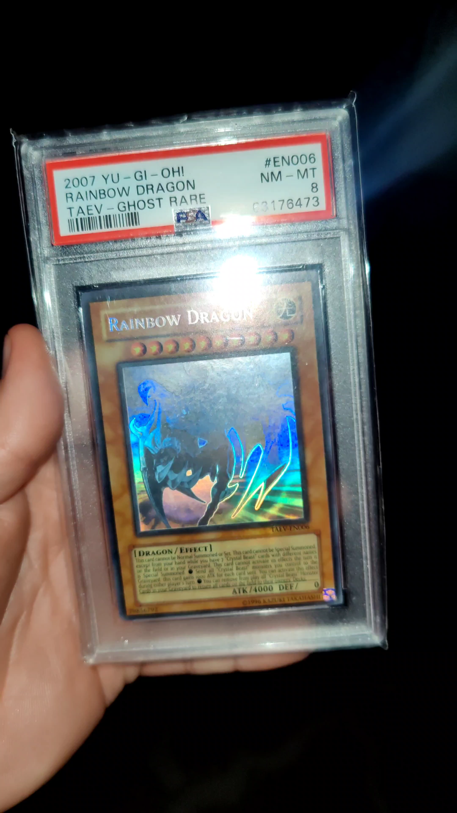 💎👻🔥NEW PSA 8 MISPRINT RAINBOW DRAGON GHOST RARE 2007 YUGIOH CARD TAEV ...