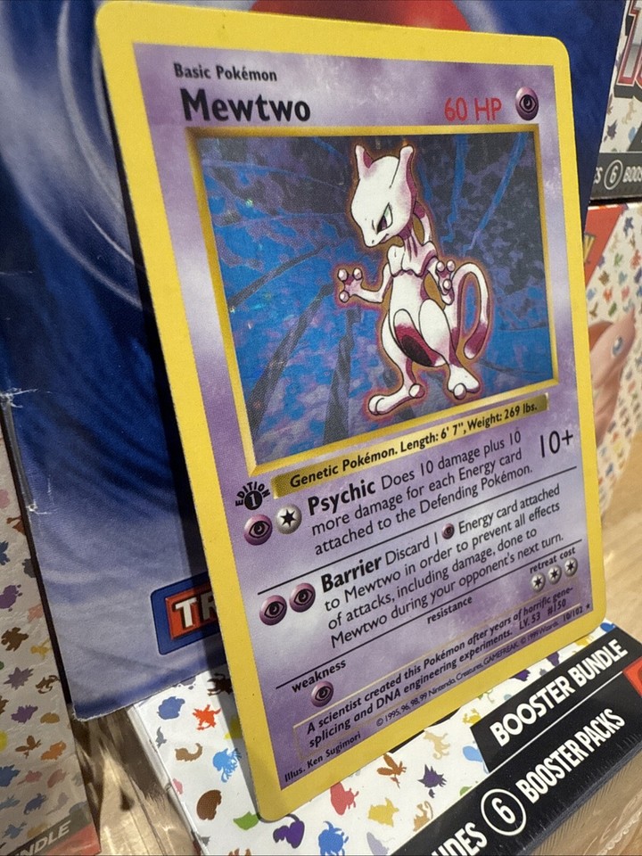 1999 First Edition Shadowless Base Set Mewtwo HOLO Pokémon Card 10/102 ...