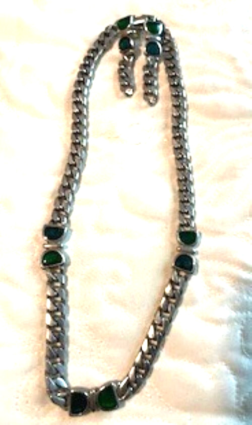 Vintage Silver Metal Thick Chain Chunky Link Necklace… - Gem