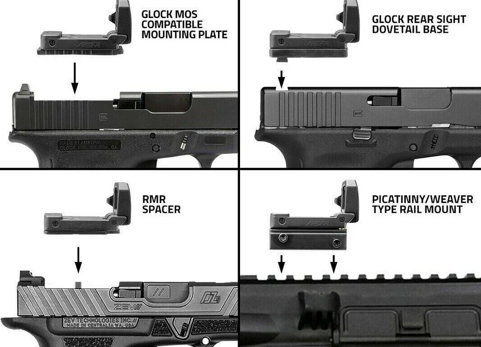 Folding Flip Up Red Dot Sight FlipDot Pro Reflex Optic Sight RMR For ...