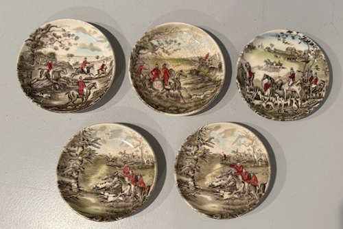 5 vintage "Tally Ho" Johnson Bros. trinket dish/coasters, made in ...