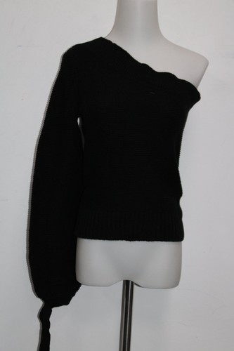 Bar III Becca Tilley x One-Shoulder Volume Sleeve Sweater Black XXS ...