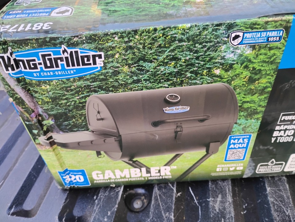 New King-Griller Gambler Portable 320-Sq in Black Portable Charcoal ...