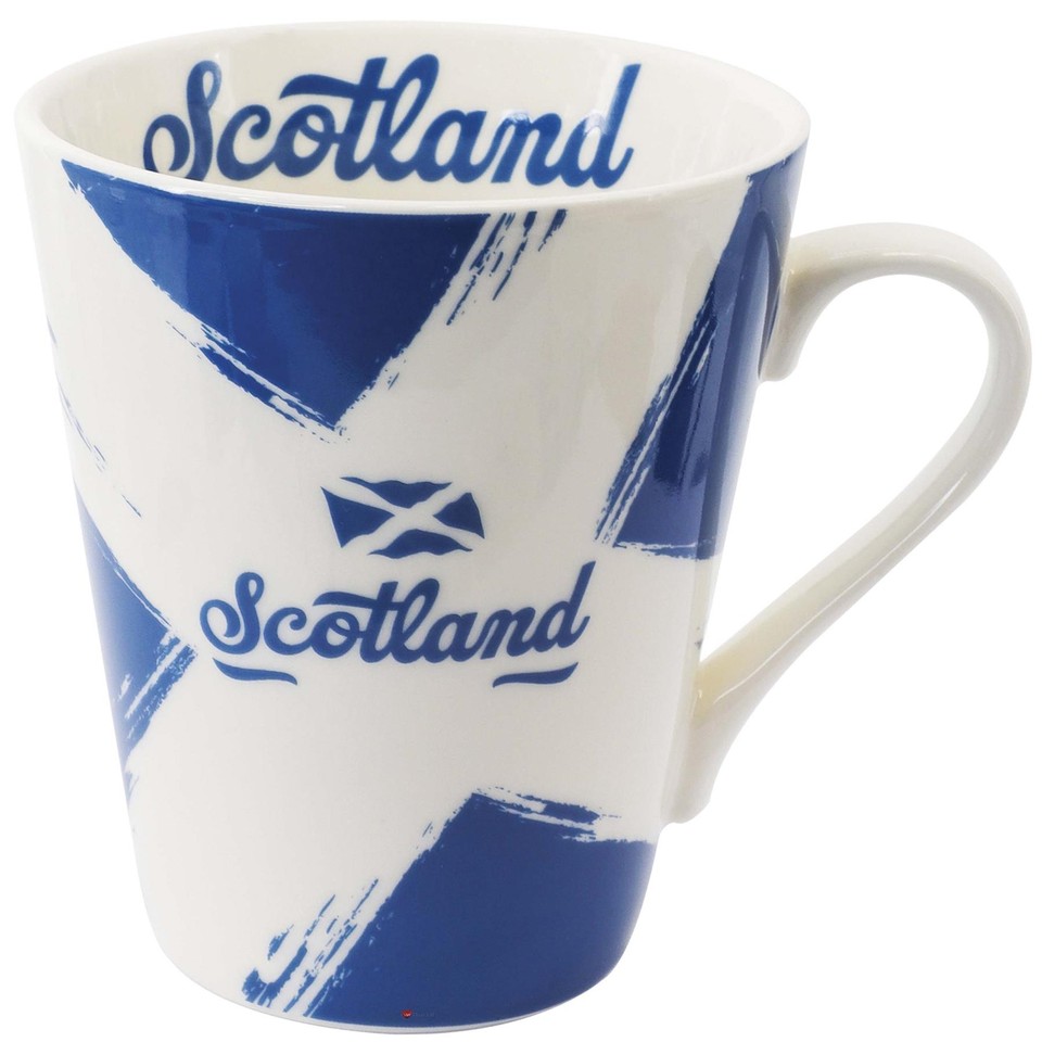 Set of 2 Scotland Ceramic Mugs Saltire Grunge with Scotland Wording ...