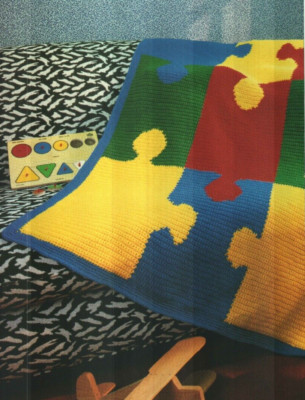 JIGSAW FUN PUZZLE AFGHAN HOME DECOR CROCHET PATTERN INSTRUCTIONS | eBay