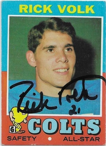 RICK VOLK Autographed Signed 1971 Topps Football card #32 Baltimore ...