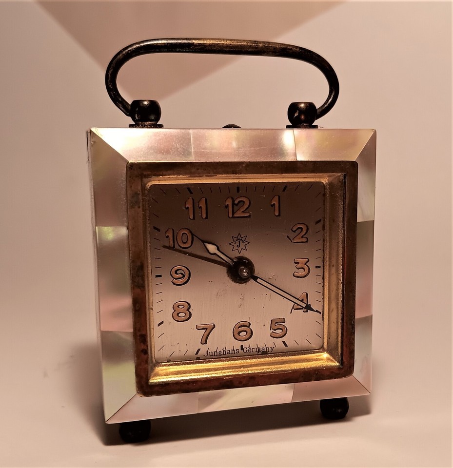 1920s MOTHER OF PEARL junghans travel alarm clock vtg art deco seashell ...