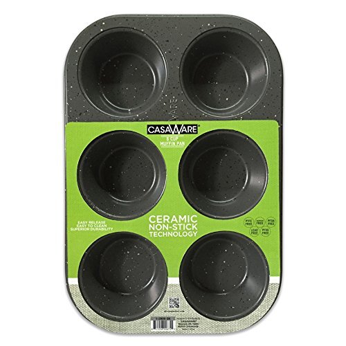 Toaster Oven 6 Cup Muffin Pan NonStick Ceramic Coated Silver Granite ...