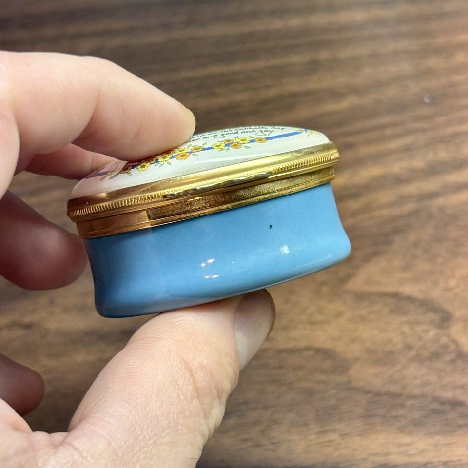 Halcyon Days Enamel Vintage Trinket Pill Box Boston England Dish 2.3 In ...