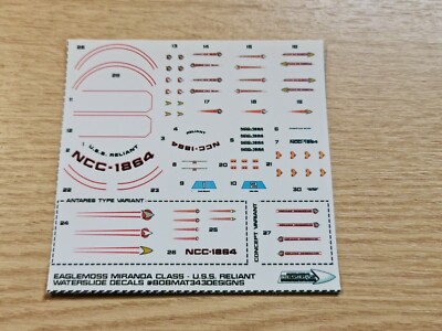 Star Trek Starships EAGLEMOSS RELIANT SARATOGA - MIRANDA CLASS - DECALS ...