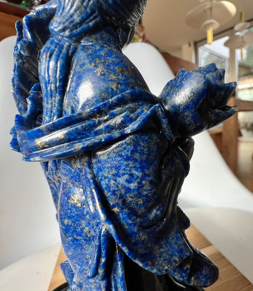 Antique Chinese Republic Carved Lapis Lazuli Blue Stone Statue Figurine ...