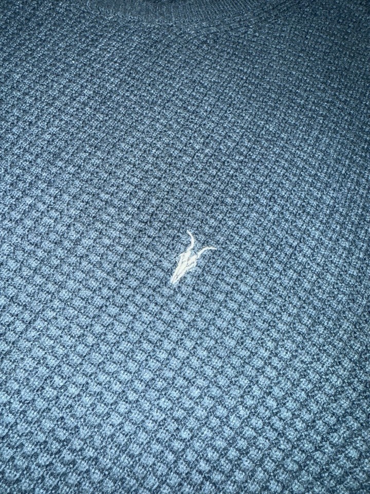 AllSaints Men's Heavyweight Crew Neck Jumper Waffle Pattern XL Dark ...