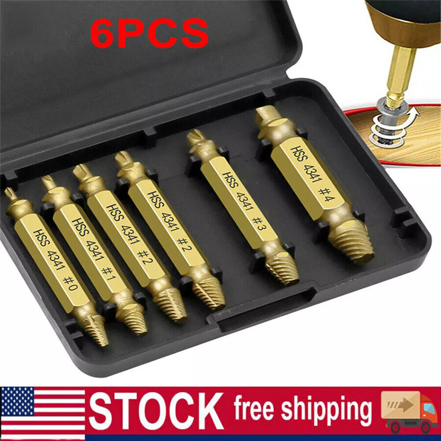 6Pack Easy Out Stripped Screw and Damaged Bolt Extract,Damaged Screw ...