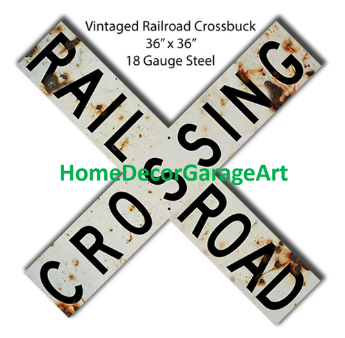 Railroad Crossing Bucks Cutout Metal Sign Vintage Style Train Room Art ...