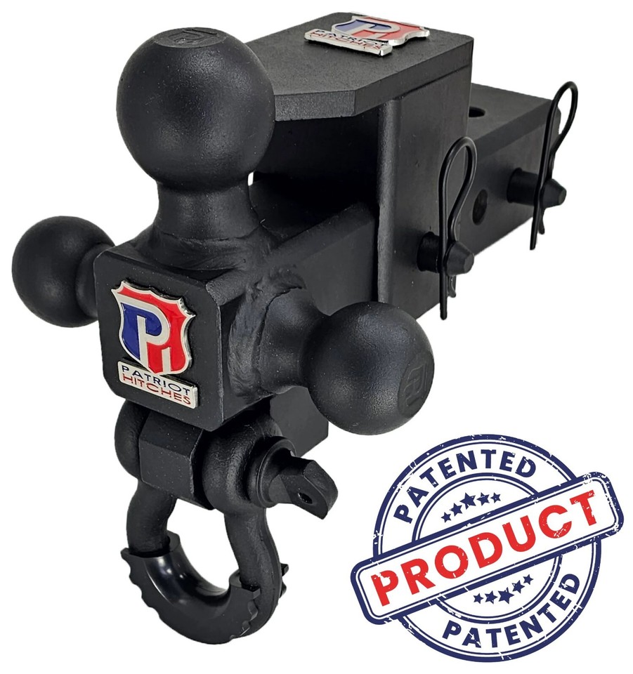 Adjustable Trailer Hitch- 2.5 SOLID Tri-Ball Mount Pintle Hitch ...