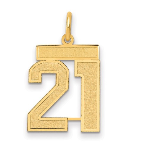 Real 14kt Yellow Gold Medium Satin Number 21 Charm | eBay